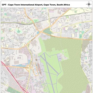 Cape Town International Airport (CPT) South Africa Map | 24x36 ...