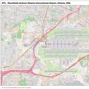 Hartsfield-jackson Atlanta International Airport (ATL) USA Map | 36x24 ...