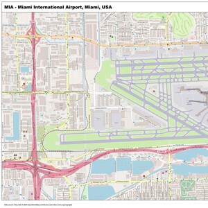 Miami International Airport (MIA) USA Map | 36x24 Printable Airport ...