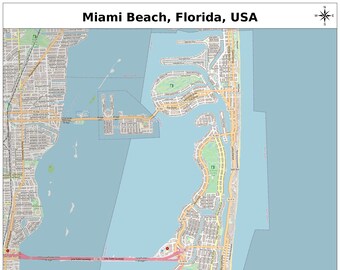 Tarpon Springs, Florida Map With STREET LABELS, Digital Print Poster ...