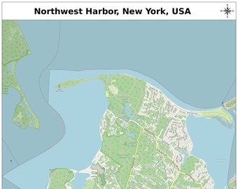 Hudson, New York Map With STREET LABELS, Digital Print Poster ...