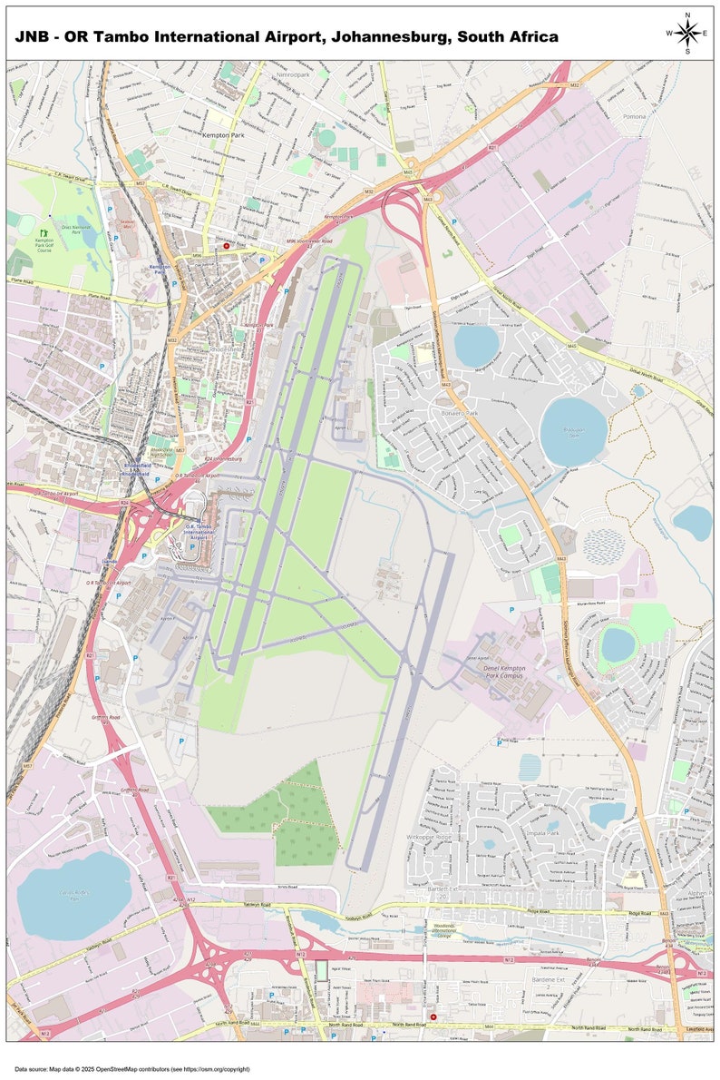 OR Tambo International Airport (JNB) Johannesburg South Africa Map ...
