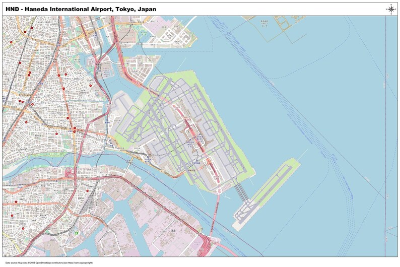 Haneda International Airport (HND) Tokyo Japan Map | 36x24 Printable ...