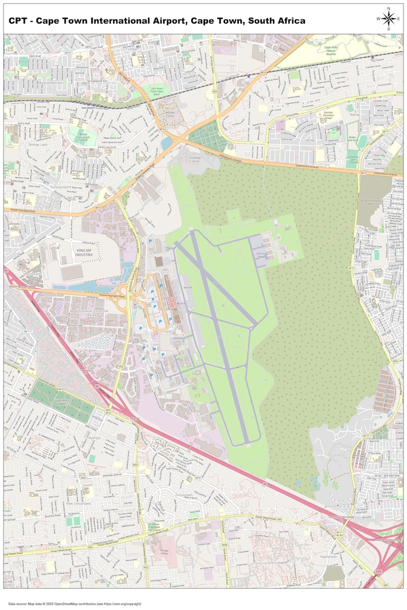 Cape Town International Airport (CPT) South Africa Map | 24x36 ...