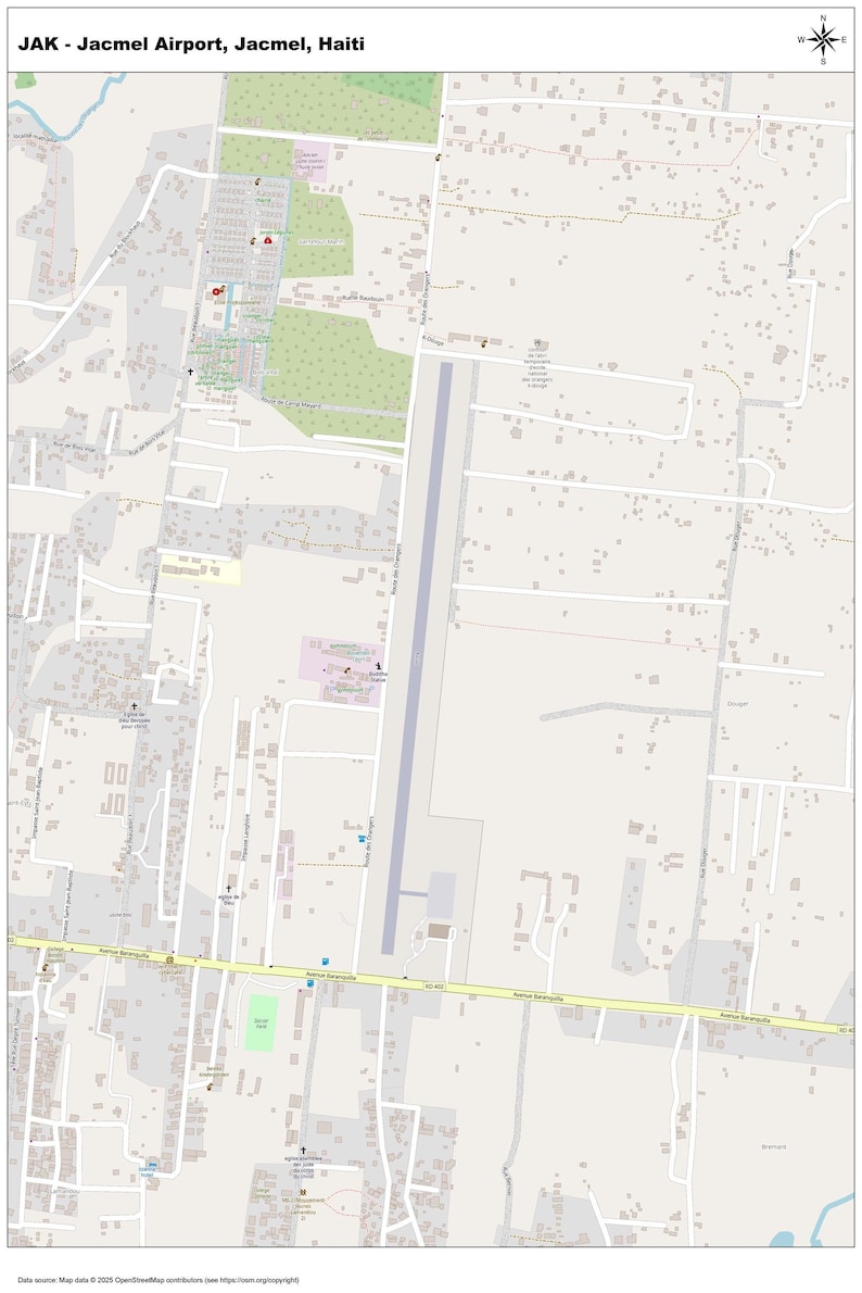 Jacmel Airport (JAK) Haiti Map | 24x36 Printable Airport Layout Wall ...