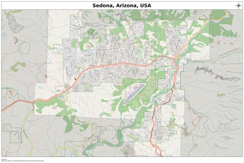 Sedona Arizona Map With STREET LABELS, Digital Print Poster, Printable ...