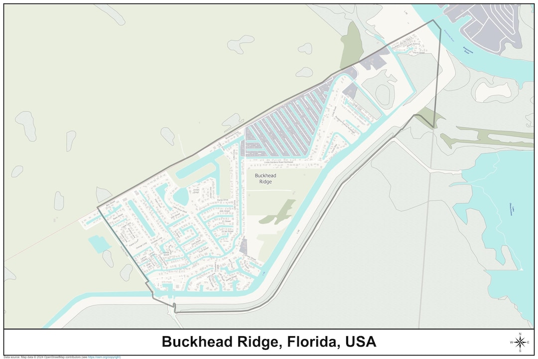 Buckhead Ridge Florida Street Map | Digital Print Poster, 36x24 Inch ...