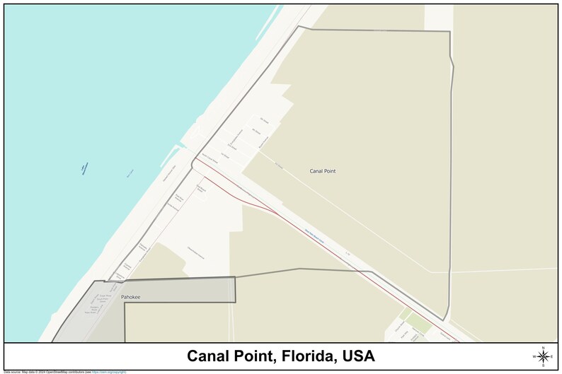 Canal Point Florida Street Map | Digital Print Poster, 36x24 Inch ...