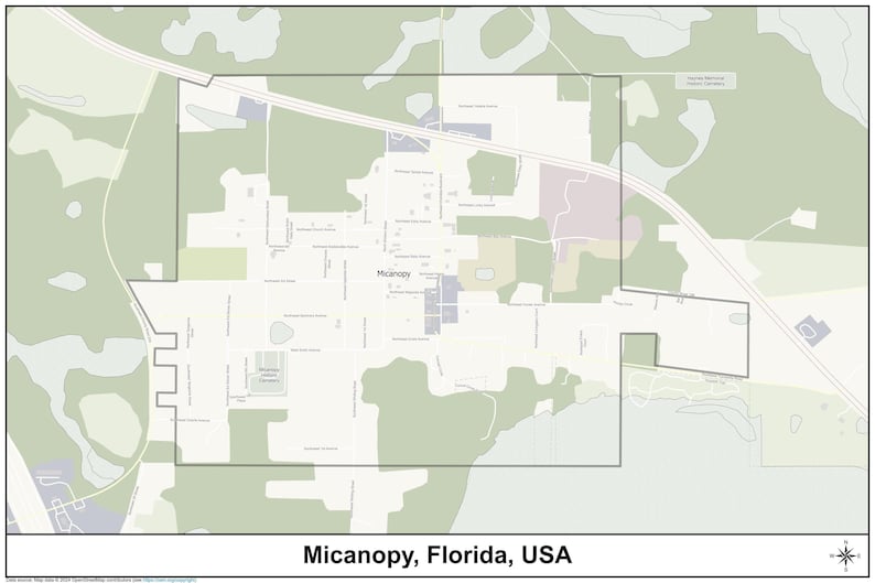 Micanopy Florida Street Map | Digital Print Poster, 36x24 Inch ...