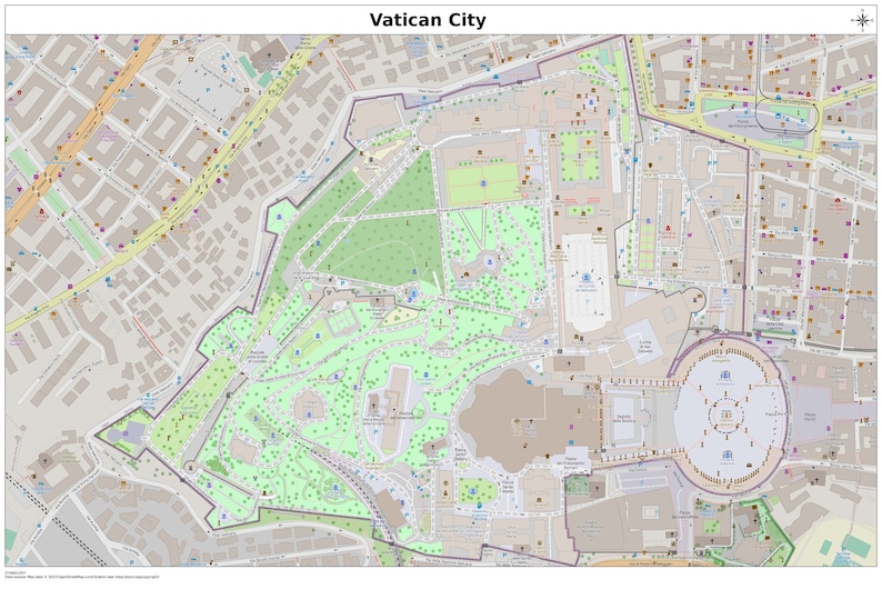 Vatican City Map With STREET LABELS, Digital Print Poster, Printable ...