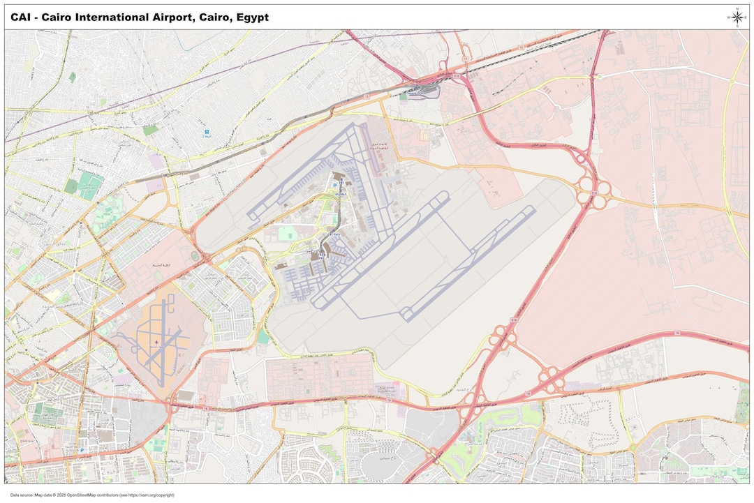Cairo International Airport CAI Egypt Map 36x24 Printable Airport ...