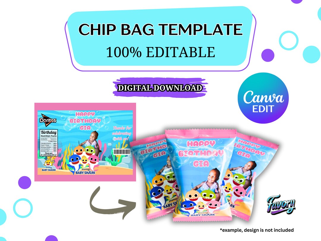 Chip Bag Template, Digital Template, 100% Editable Chip Bag Template ...
