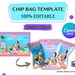 Chip Bag Template, Digital Template, 100% Editable Chip Bag Template ...