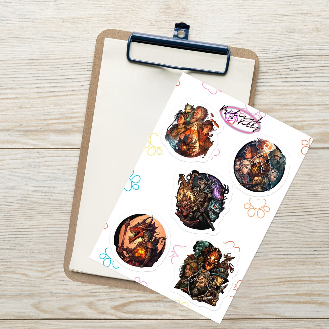 Dungeons and Dragons | 5 Sticker Sheet | Rag Tag Teams | Stickers for D ...