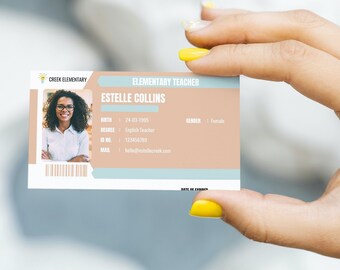 Editable ID Card Template Printable Homeschool Teacher Badge - Etsy ...