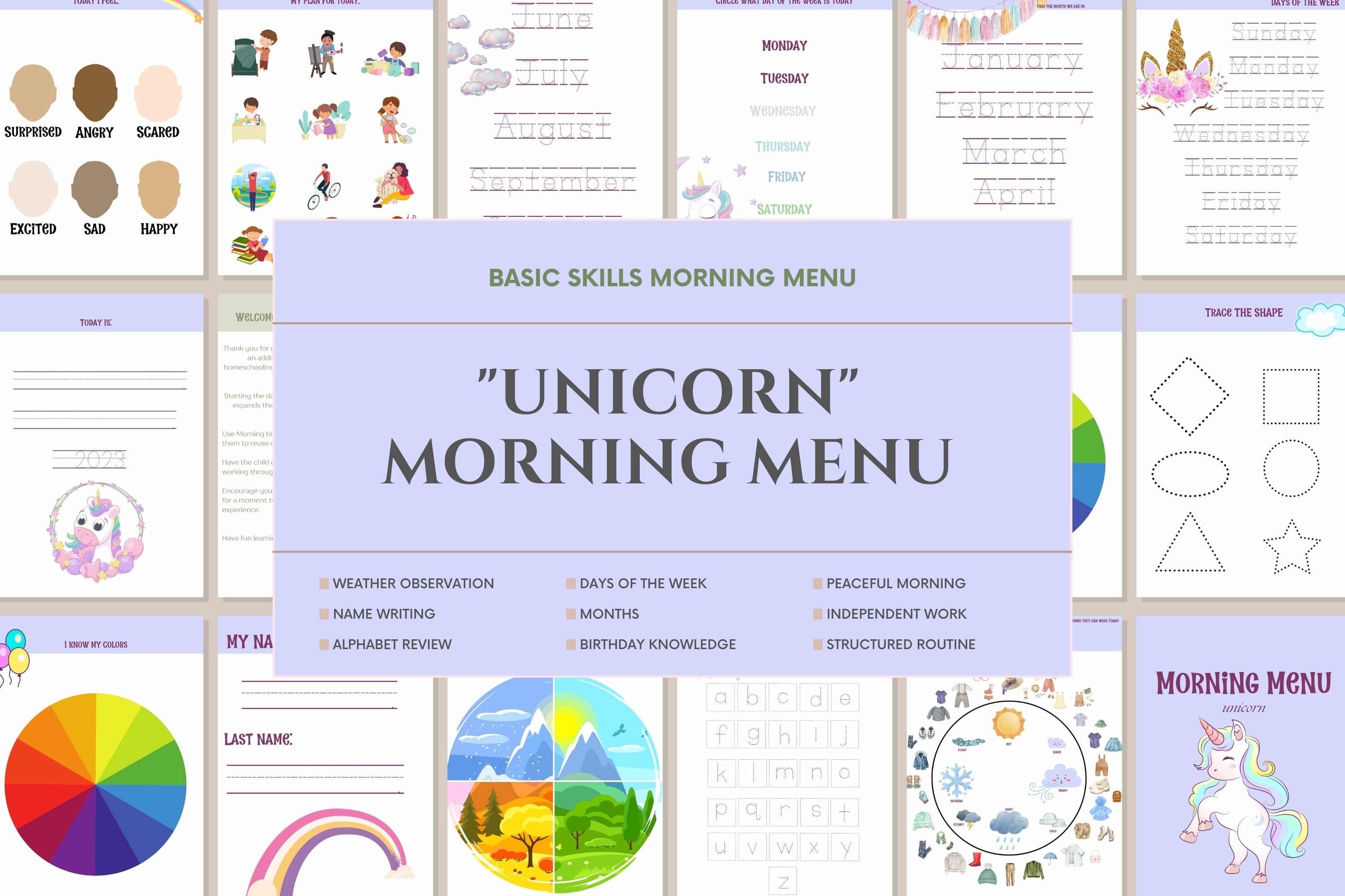 Homeschool Printables Morning Menu Activities: Homeschool Curriculum ...