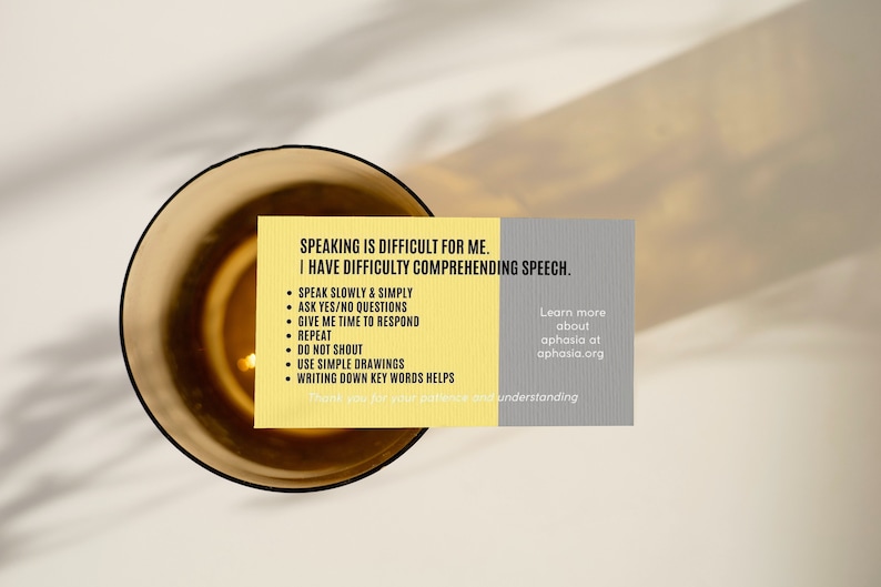 Aphasia ID Card EDITABLE Printable Digital Identification Card Patient ...