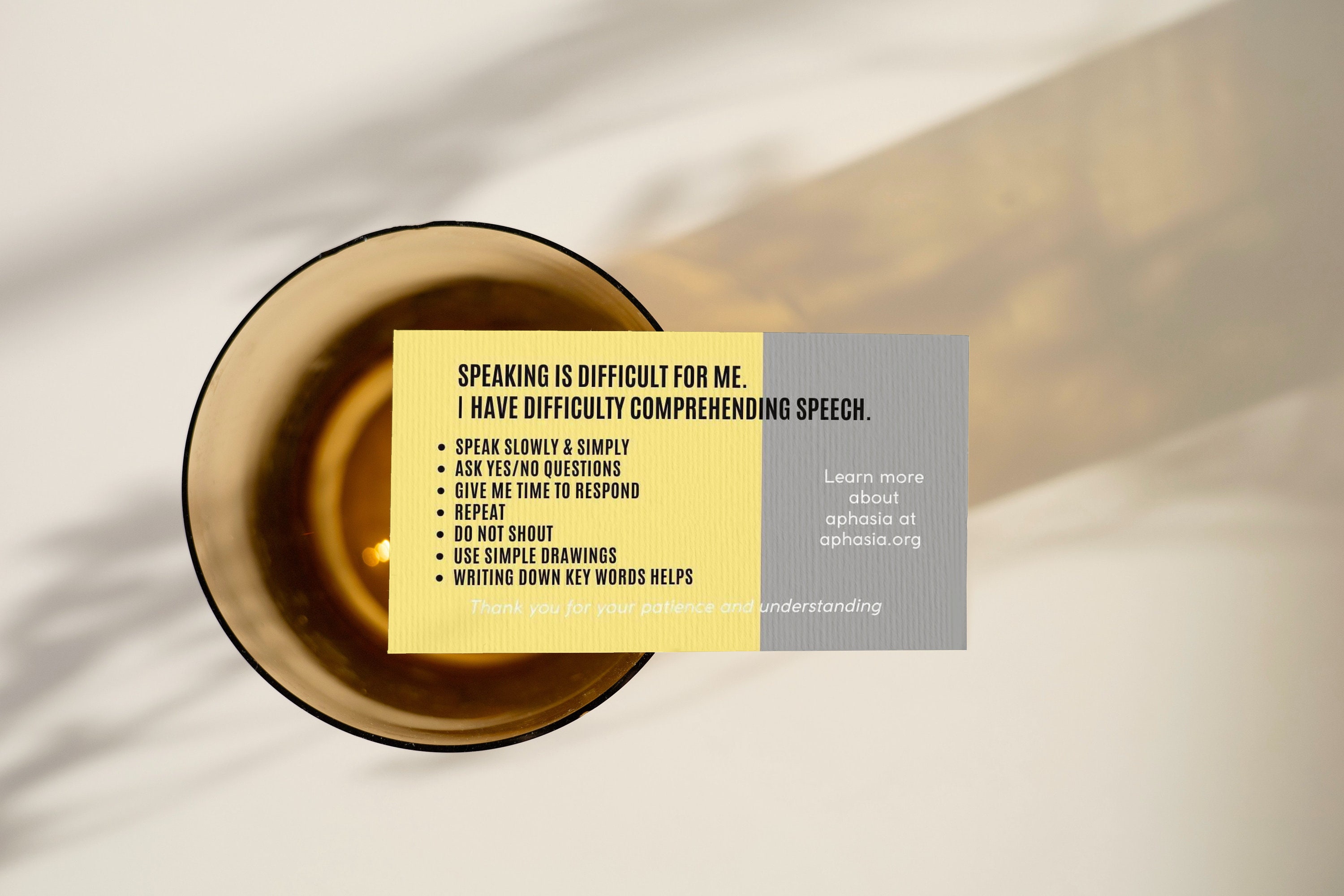 Aphasia ID Card EDITABLE Printable Digital Identification Card Patient ...