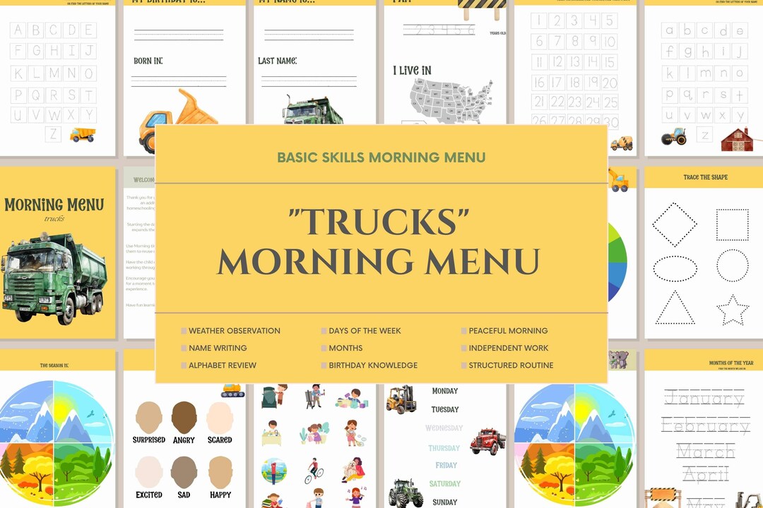 Homeschool Printables Morning Menu Activities: Homeschool Curriculum ...