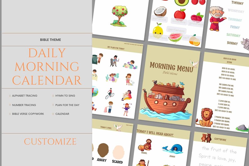 Bible Worksheets Morning Menu Activities: Homeschool - Etsy