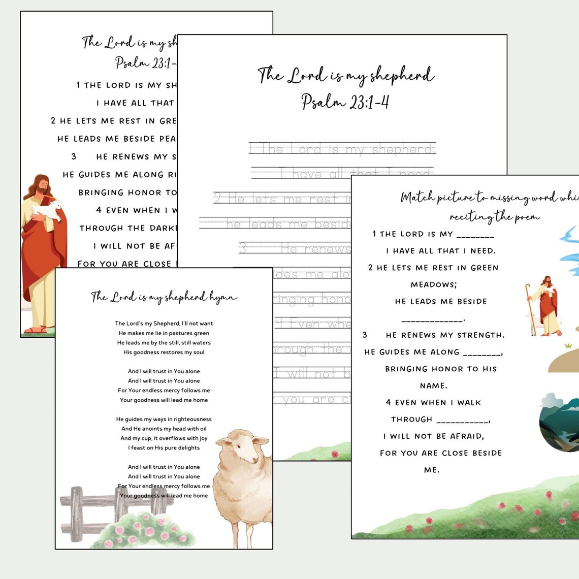 Bible Worksheets Psalm 23, Morning Menu for 2nd Grade & Up: Homeschool ...