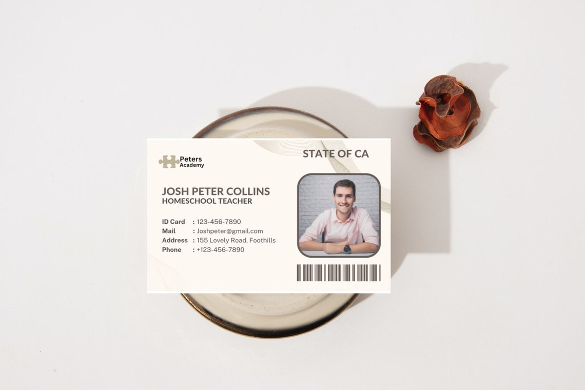 Homeschool Card ID Card Template EDITABLE Printable Digital ...