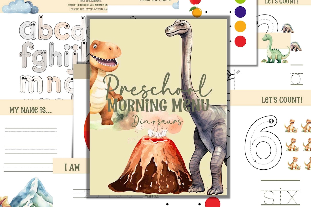 Preschool Morning Menu Dinasours Basic Skills for Kids- Busy Book ...