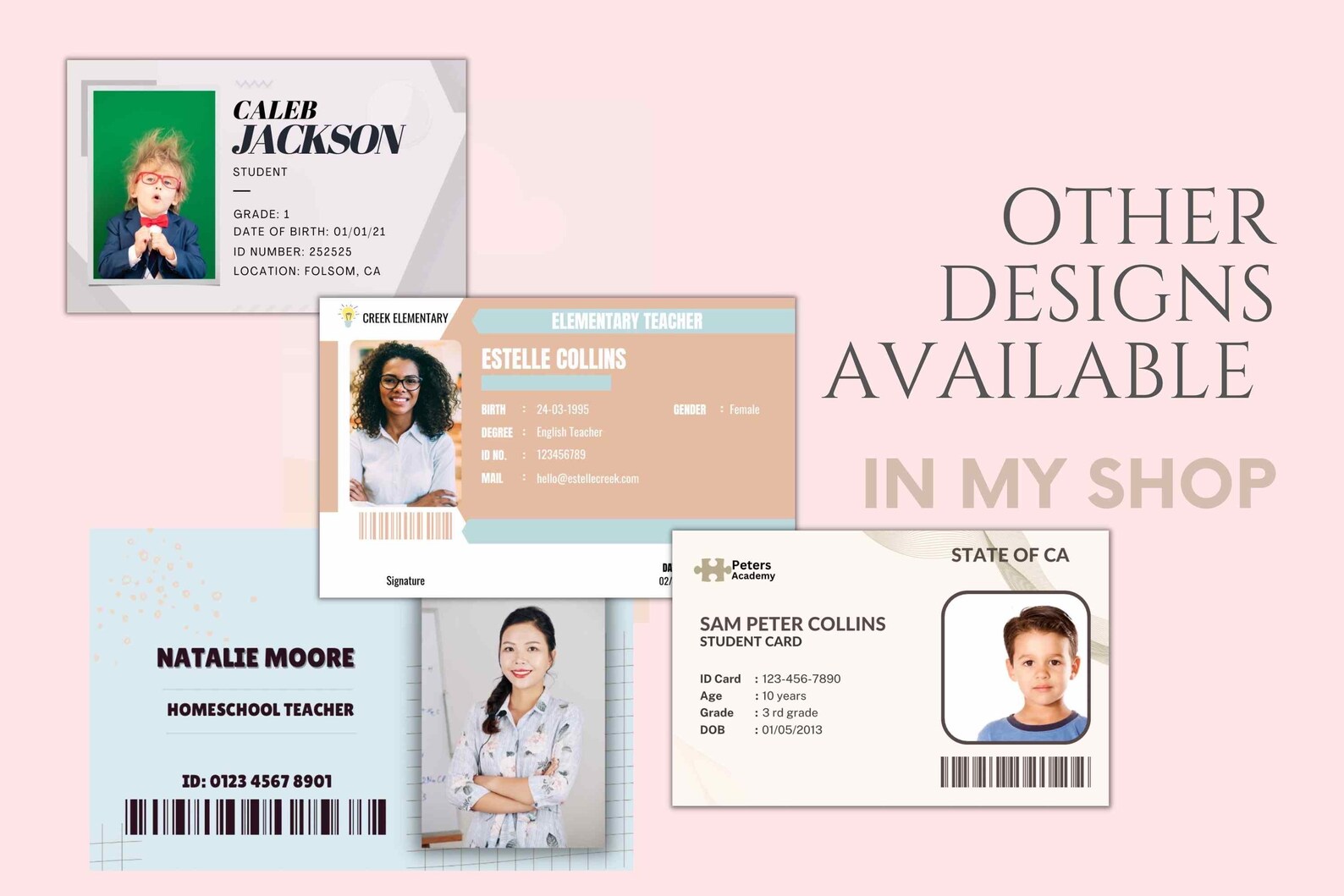 Homeschool Card ID Card Template EDITABLE Printable Digital ...