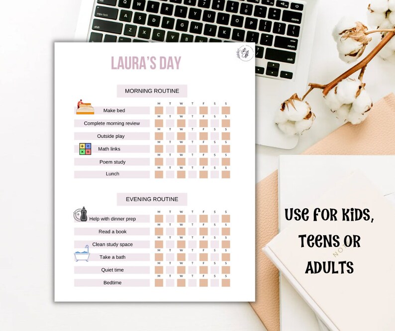 Daily Schedule Template Canva for Kids Adults Routine Chart Rhythm ...