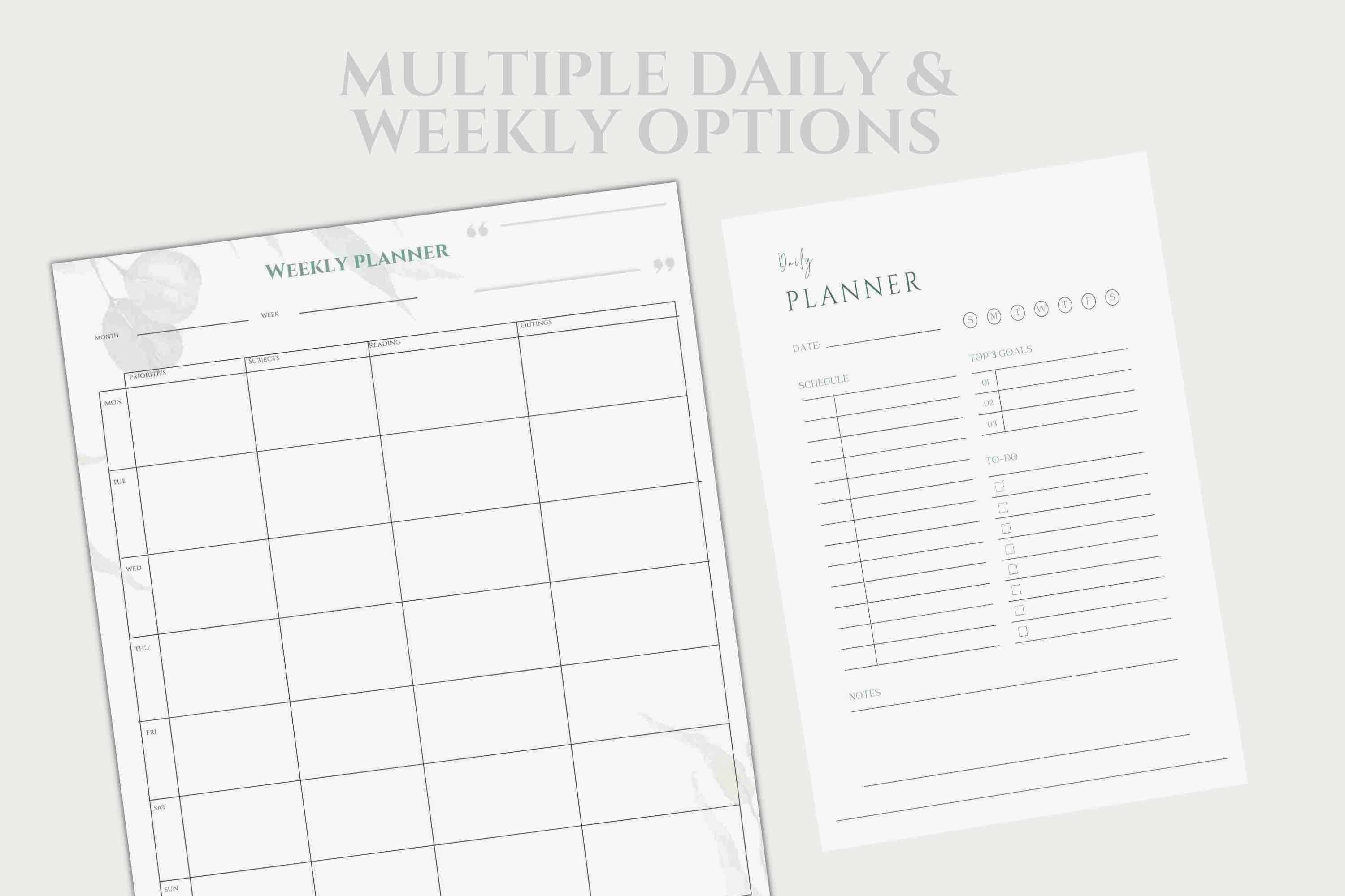 Undated Homeschool Planner Family Planner With Monthly Weekly Daily ...