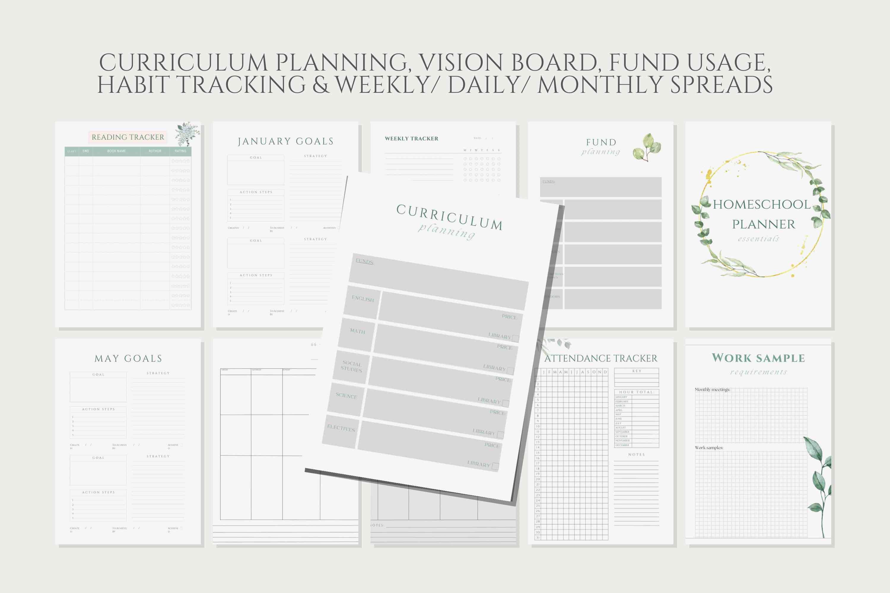 Undated Homeschool Planner Family Planner With Monthly Weekly Daily ...