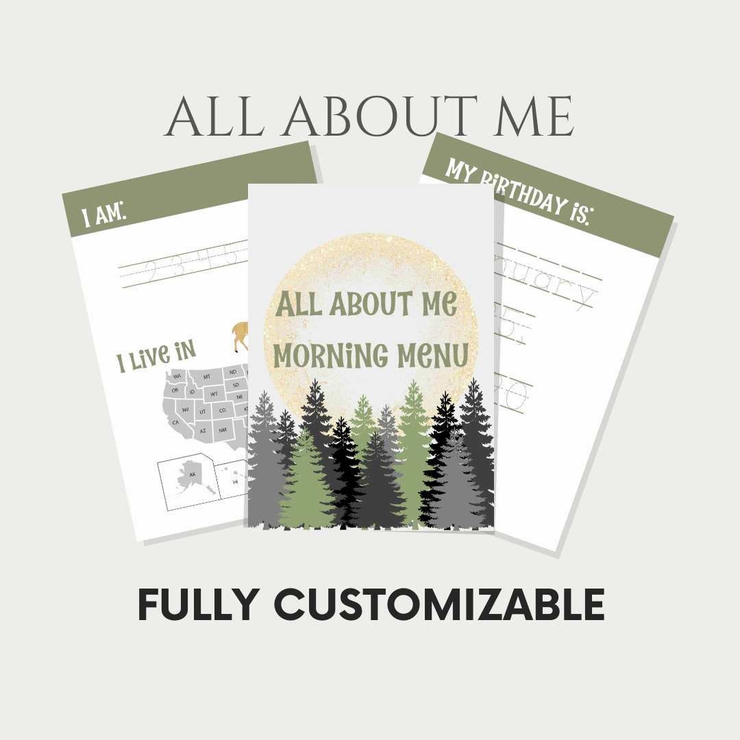 Personalized 'all About Me' Morning Menu: Homeschool Printable (PDF) - Etsy