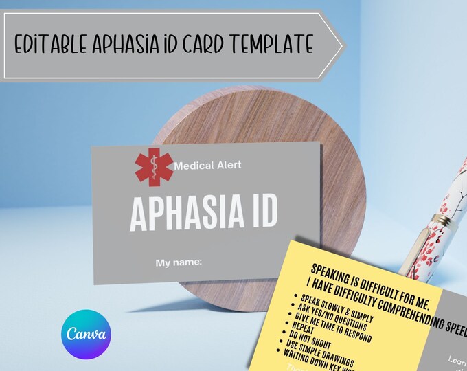 Editable Aphasia ID Card Template (digital Download) - Etsy