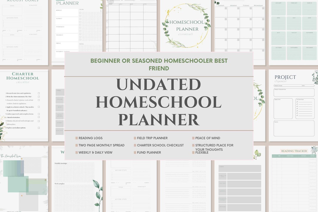Undated Homeschool Planner Family Planner With Monthly Weekly Daily ...