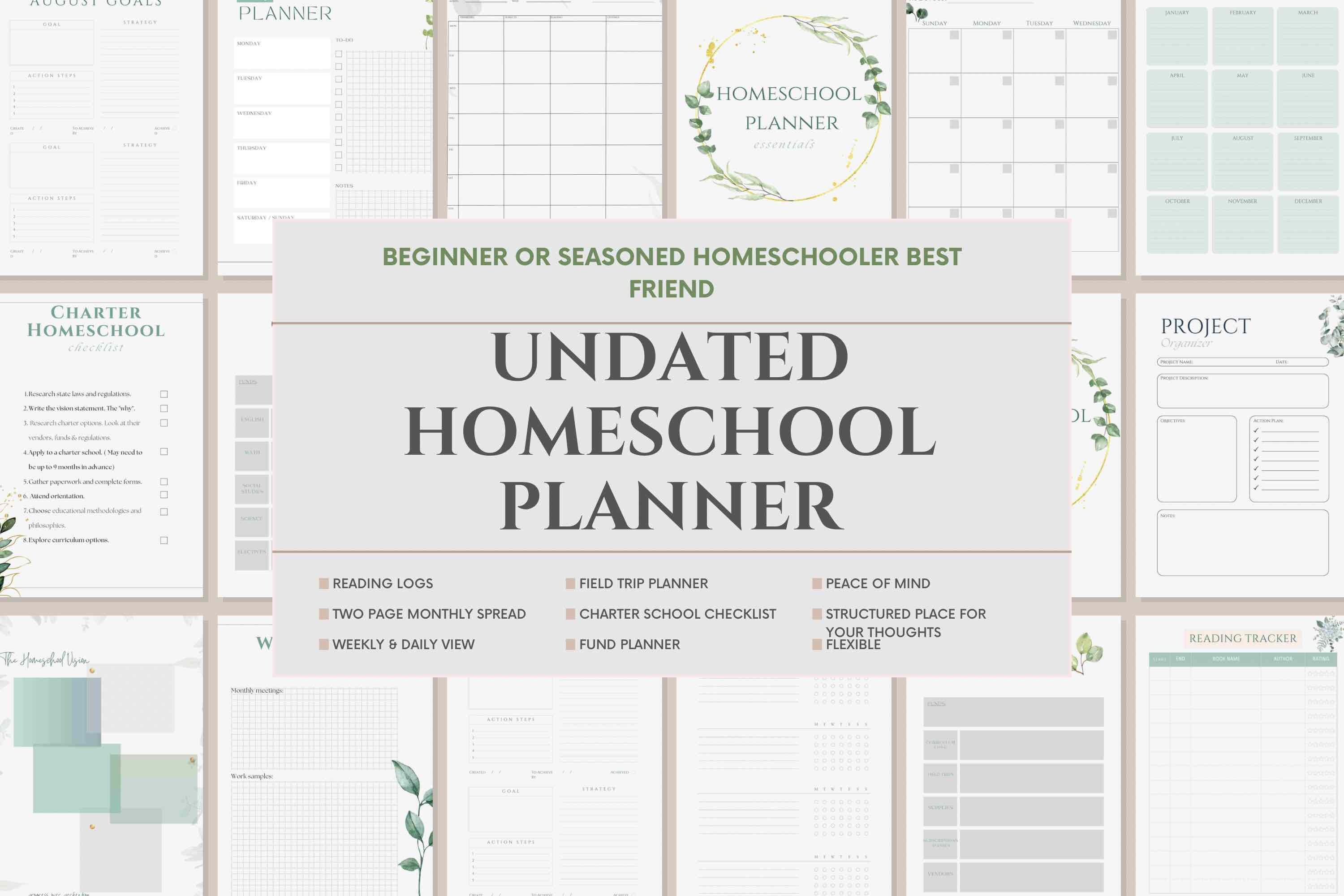 Undated Homeschool Planner Family Planner With Monthly Weekly Daily ...