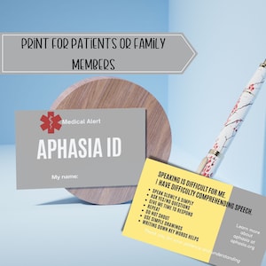 Aphasia ID Card EDITABLE Printable Digital Identification Card Patient ...