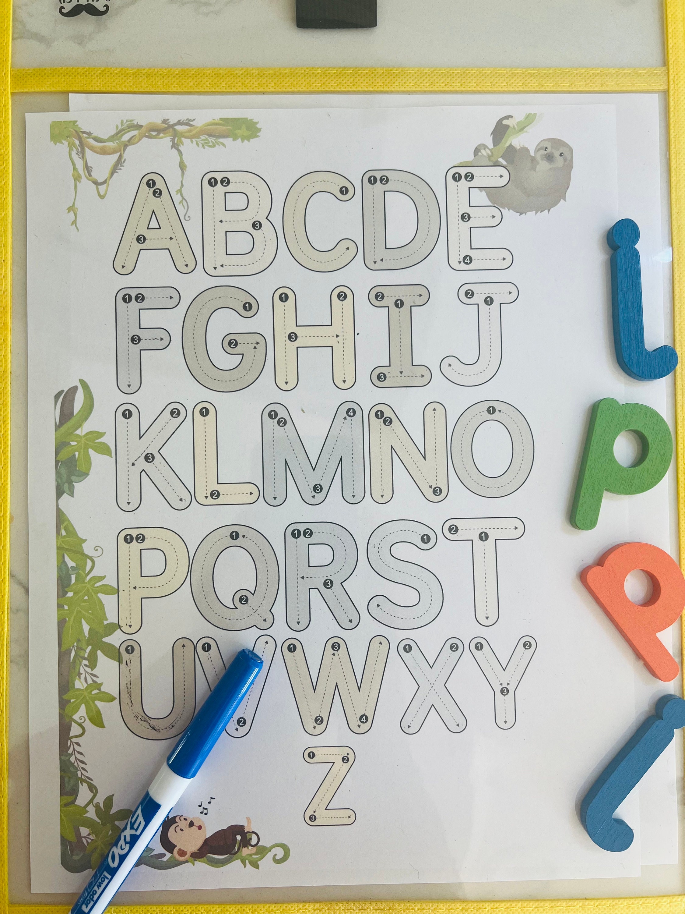 Alphabet Tracing Worksheets Printable Letter Board Homeschool - Etsy