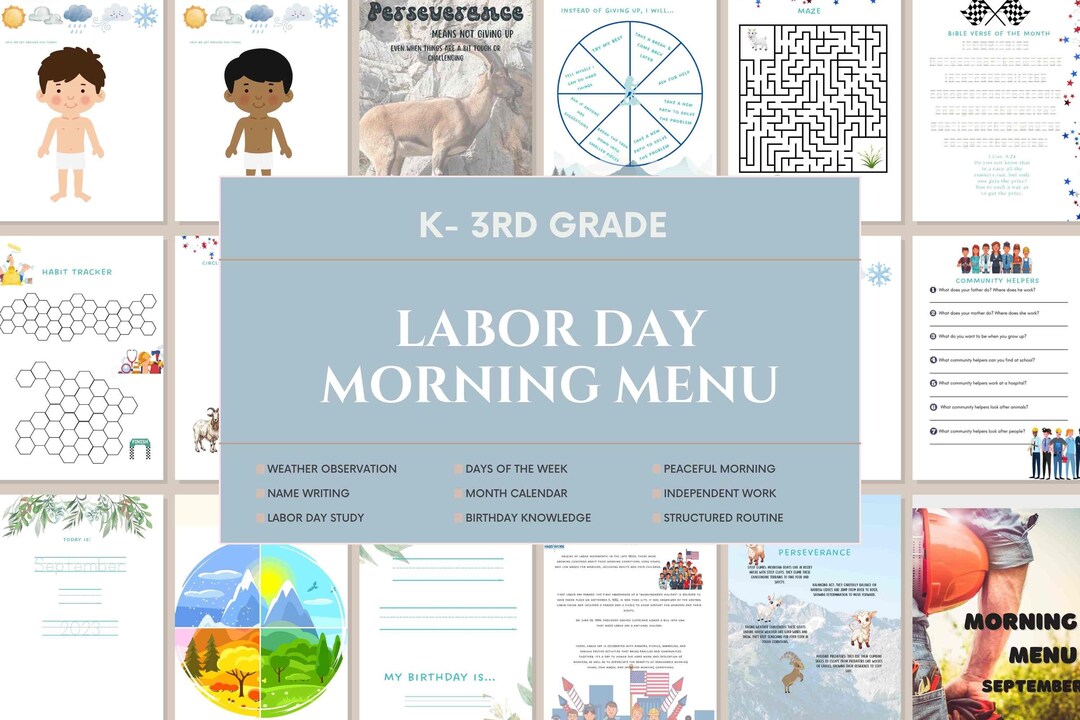 Labor Day Homeschool Printables Morning Menu for September: Curriculum ...