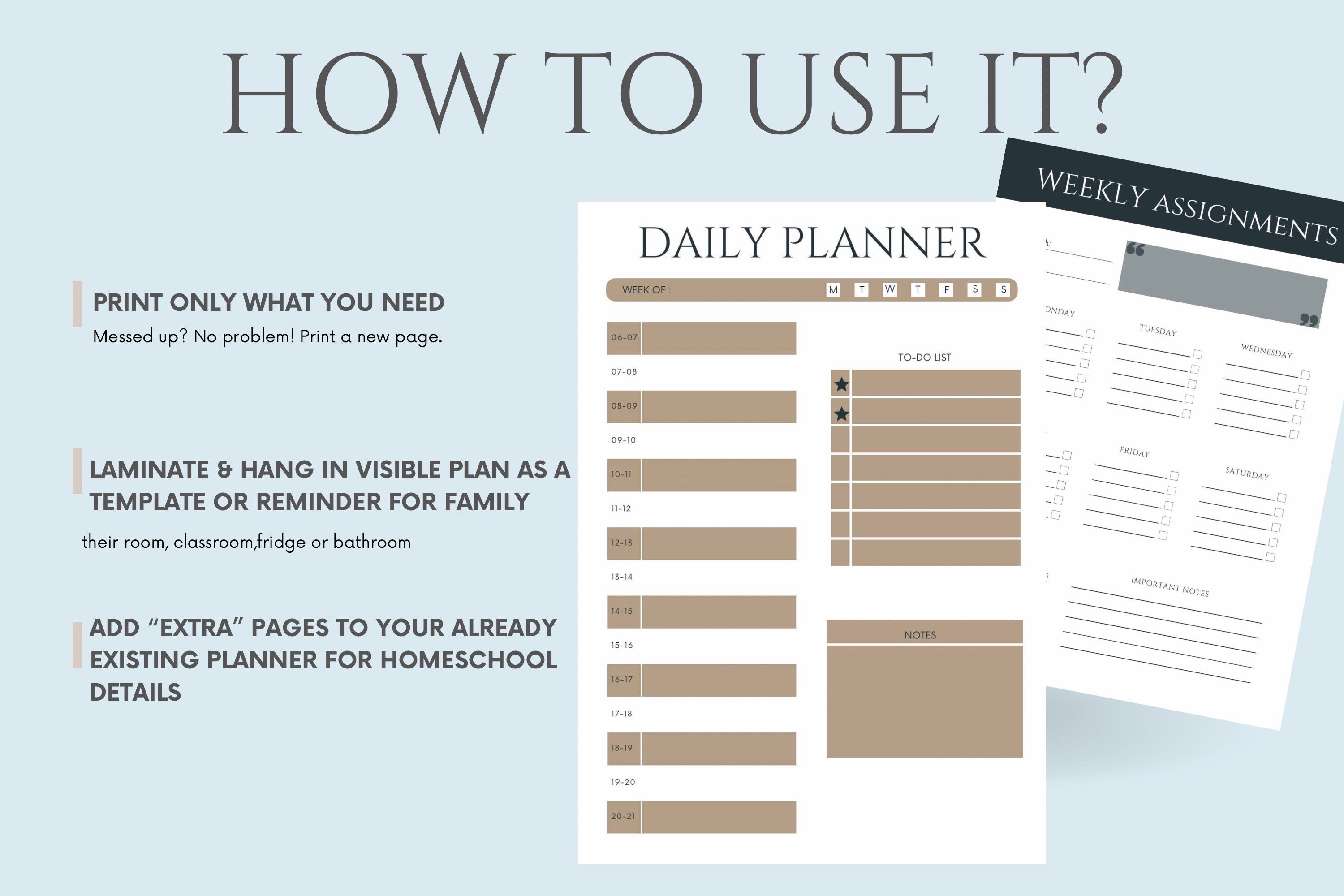 Printable Homeschool Planner, Moms Planner, Undated Calendar, Lesson ...