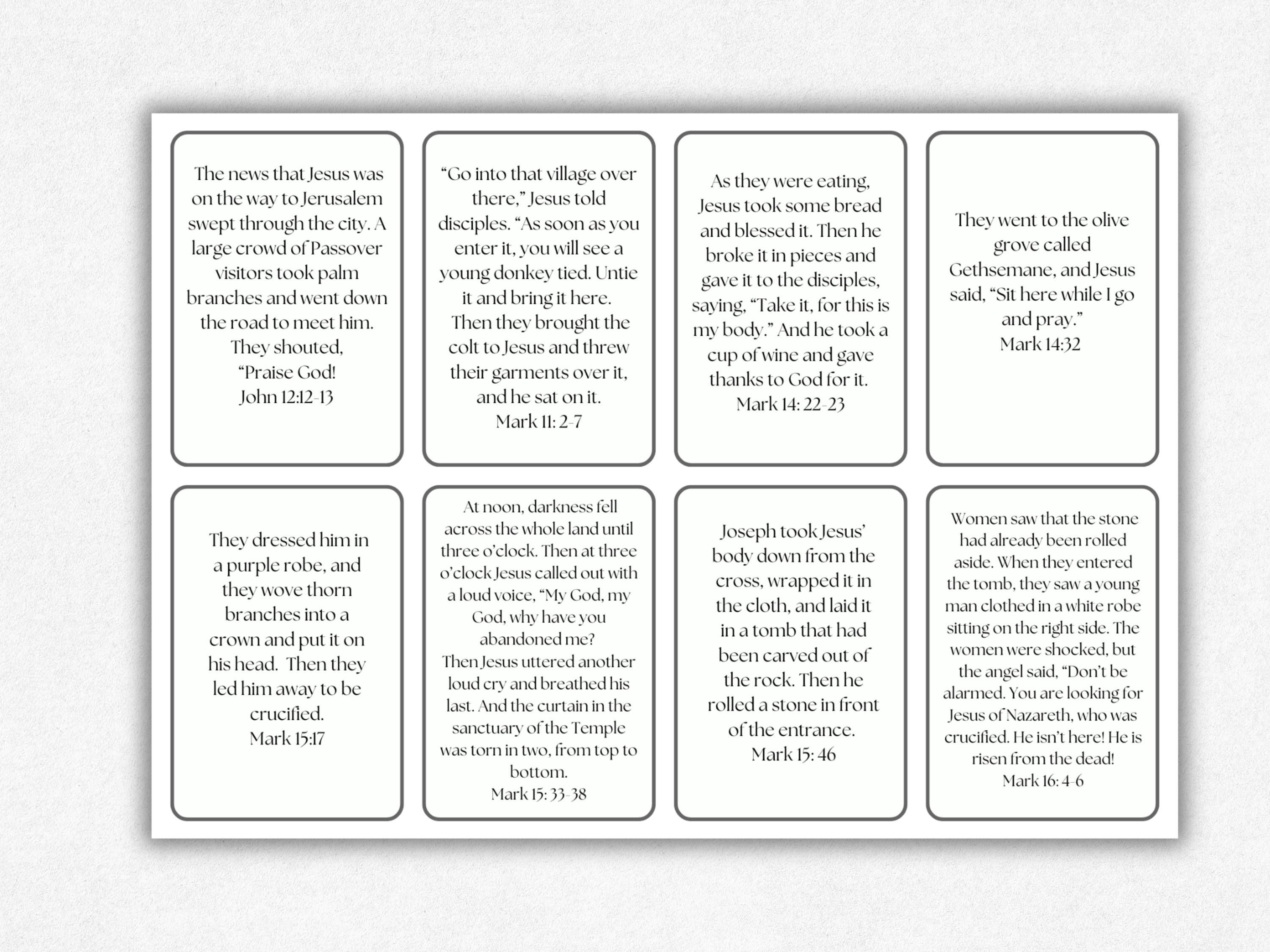 Easter Bible Story Sequence Cards Printable for Kids; Sunday School ...