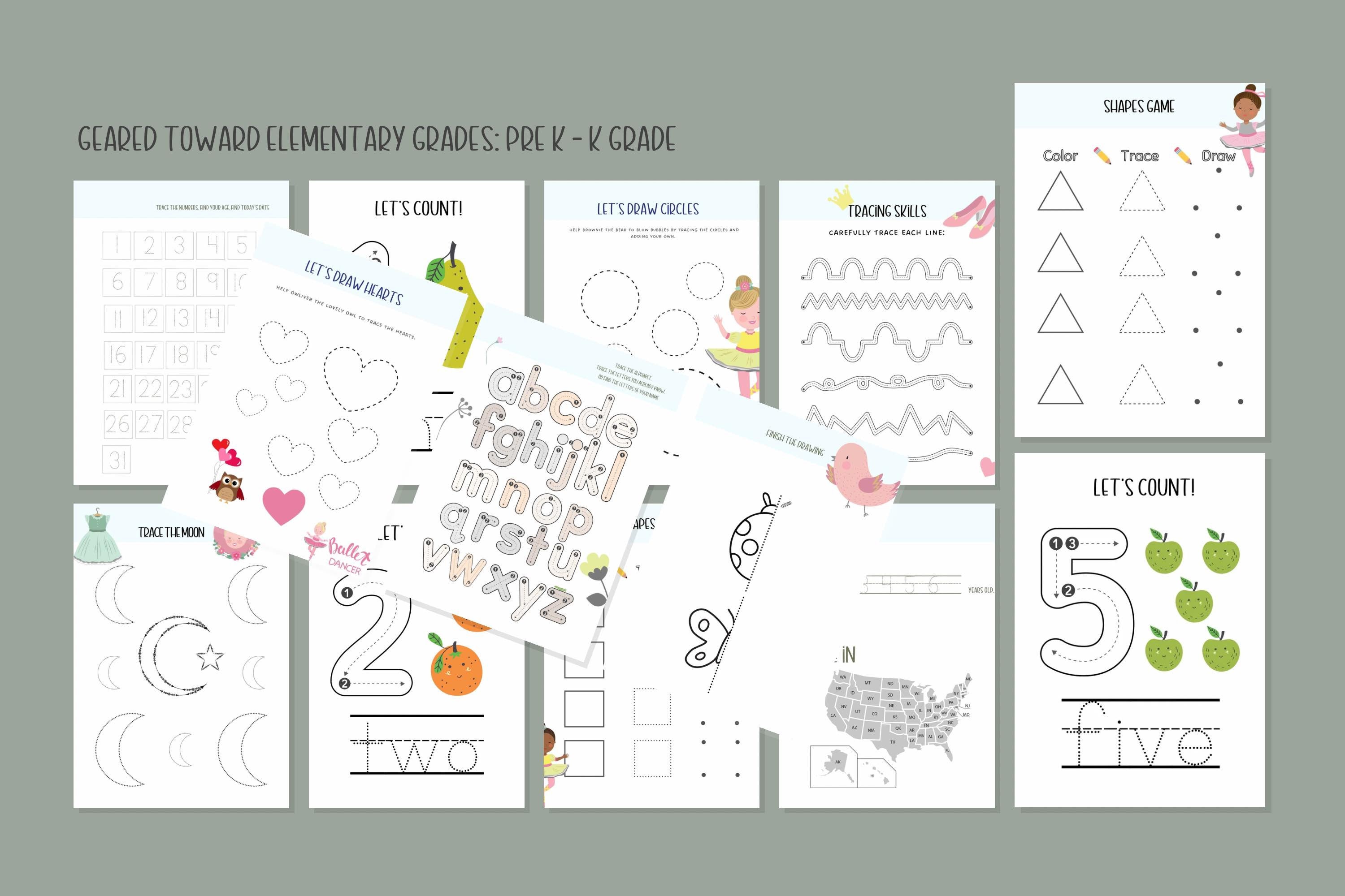 Ballerina Pre-writing Workbook: Alphabet & Number Tracing Morning Menu ...