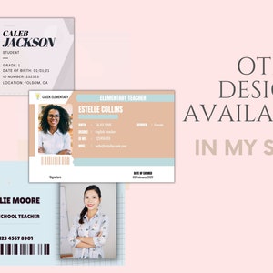 Teacher ID Template EDITABLE Badge for Educators, School Staff and ...