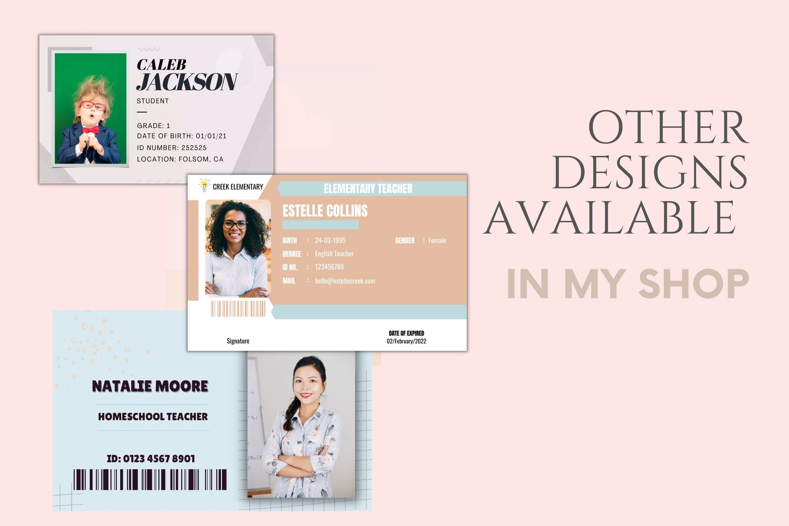 Student Teacher Homeschool ID Card Template EDITABLE Printable Digital ...