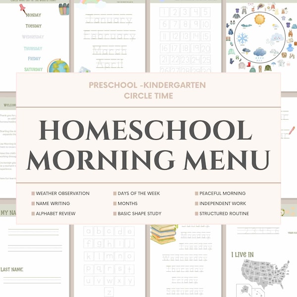 Printable Homeschool Morning Menu - Etsy
