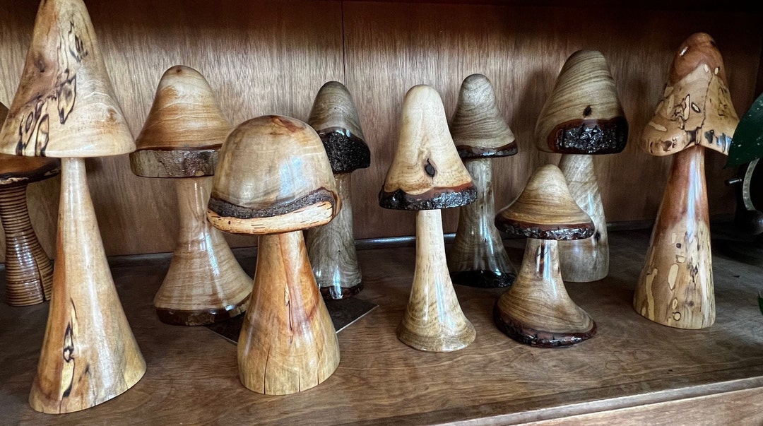 Handcrafted Birch Wooden Mushroom Decor – Unique Reclaimed Wood Art for ...