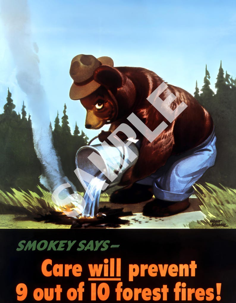 Smokey the Bear 1944 Campaign Poster - Etsy