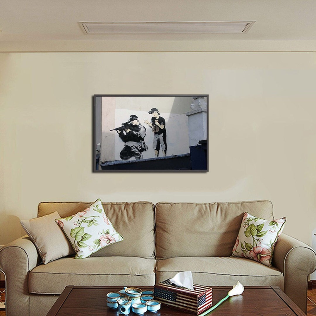 Banksy Police Sniper Wall Art Banksy Graffiti Paintings Framed Canvas ...
