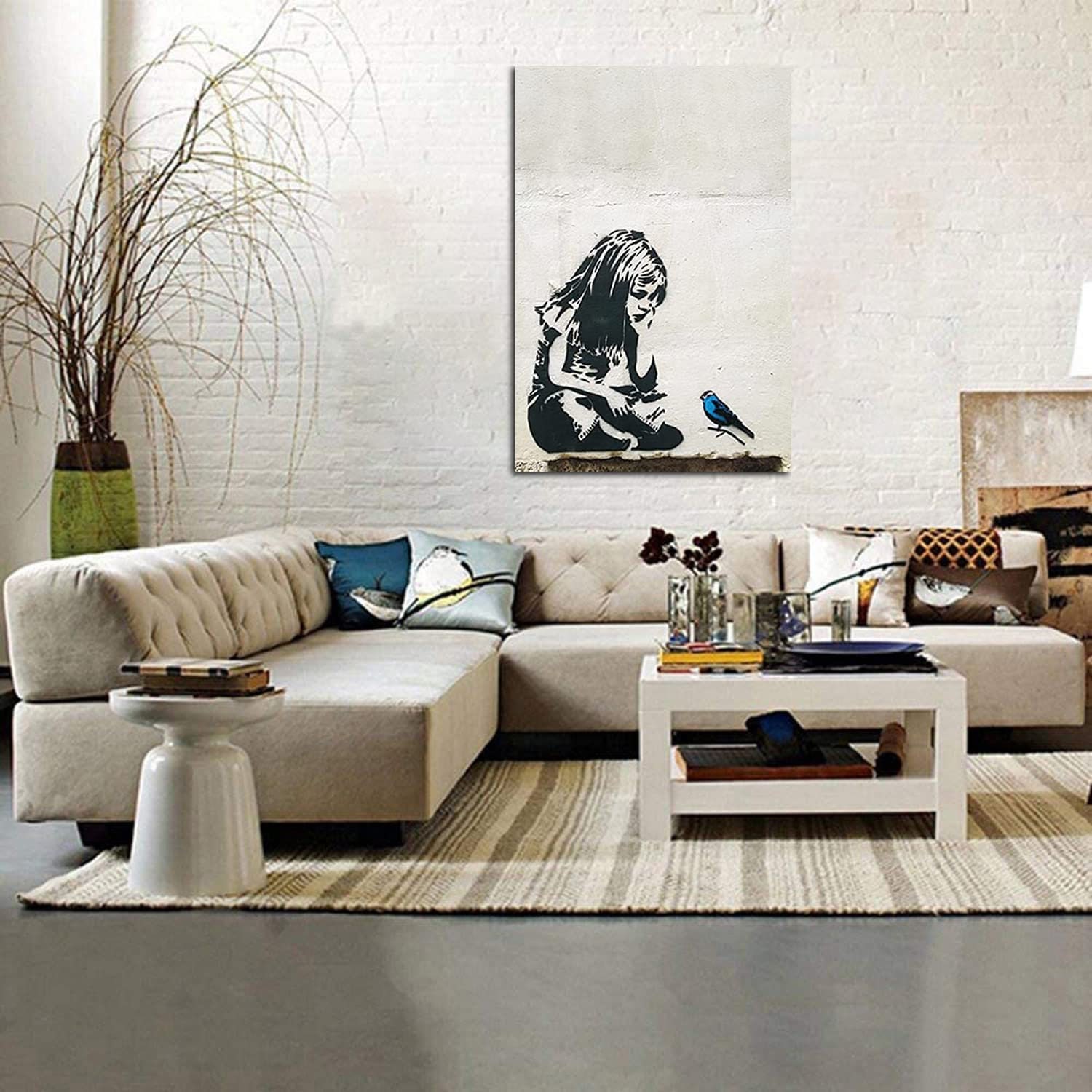 Banksy Girl With Blue Bird Wall Art Banksy Graffiti Paintings - Etsy