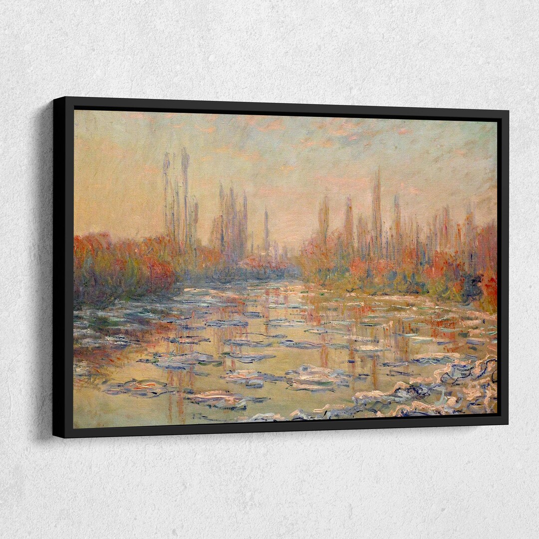 Claude Monet Painting Monet Wall Art Floating Ice Framed Canvas Art - Etsy