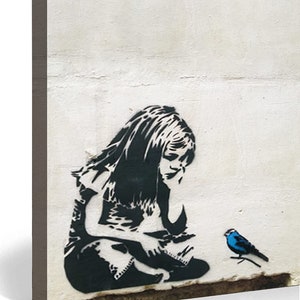 Banksy Girl With Blue Bird Wall Art Banksy Graffiti Paintings - Etsy